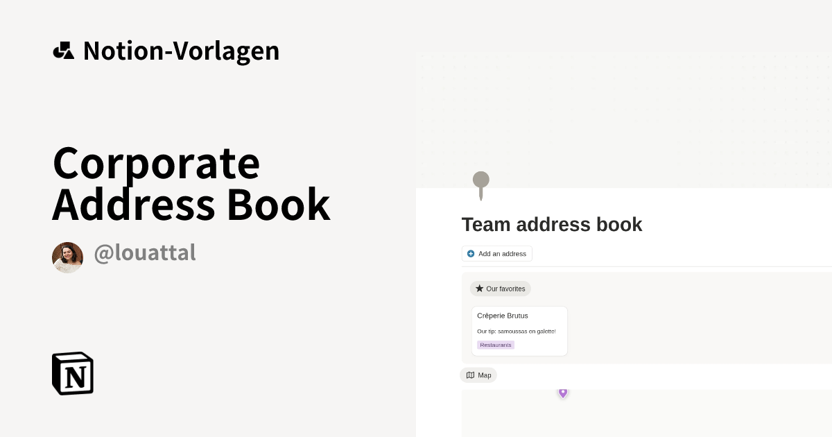 Corporate Address Book Vorlage | Notion-Marketplace