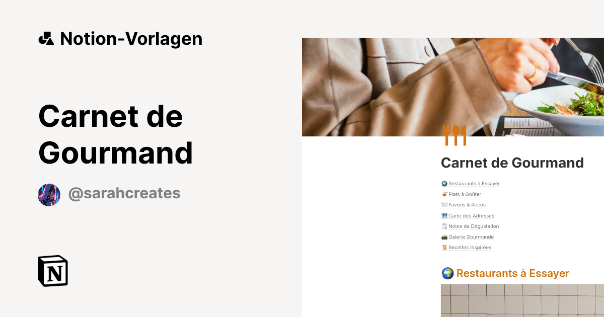 Carnet de Gourmand Vorlage von Sarah Shariq Saleem | Notion-Marketplace