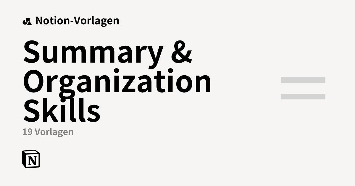 Kostenlose Vorlagen aus dem Bereich Summary & Organization Skills von ...