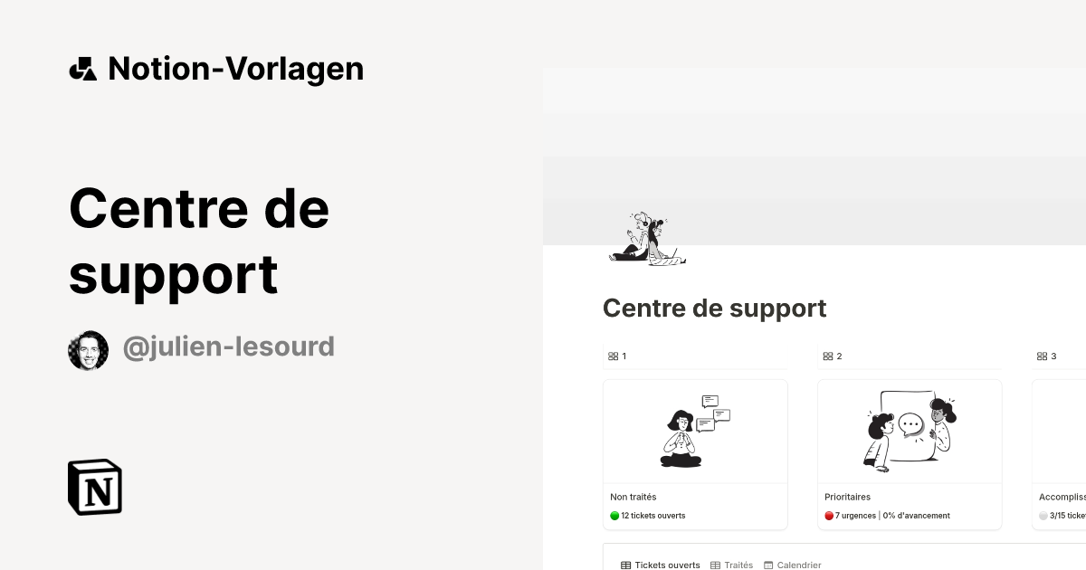 Centre de support Vorlage von Julien Lesourd | Notion-Marketplace