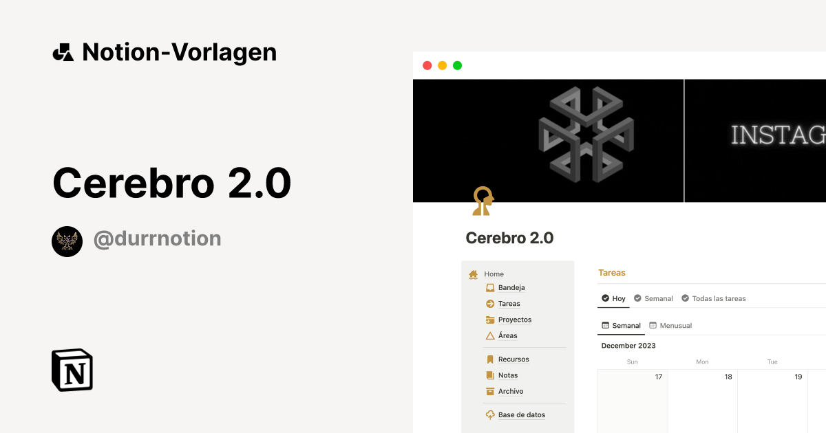 Cerebro 2.0 Vorlage | Notion-Marketplace