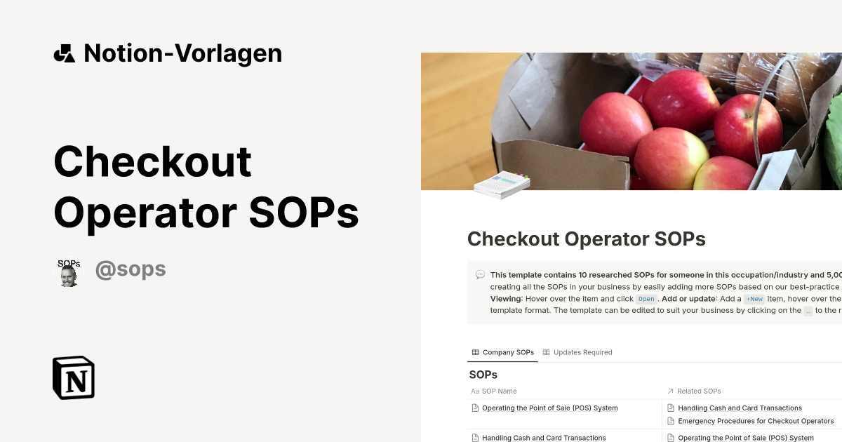 Checkout Operator SOPs Vorlage von SOPs | Notion-Marketplace