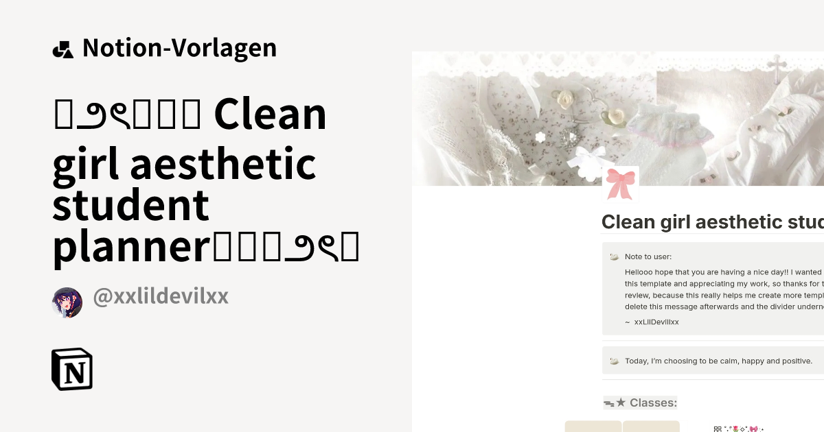⋆౨ৎ˚ ˖ Clean girl aesthetic student planner˖ ˚౨ৎ⋆ Vorlage von ⋆｡‧˚ʚ ...