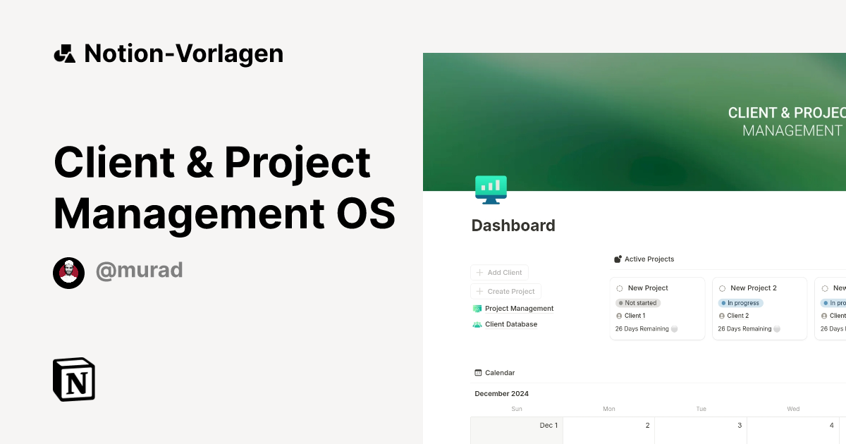 Client & Project Management OS Vorlage von Murad | Notion-Marketplace