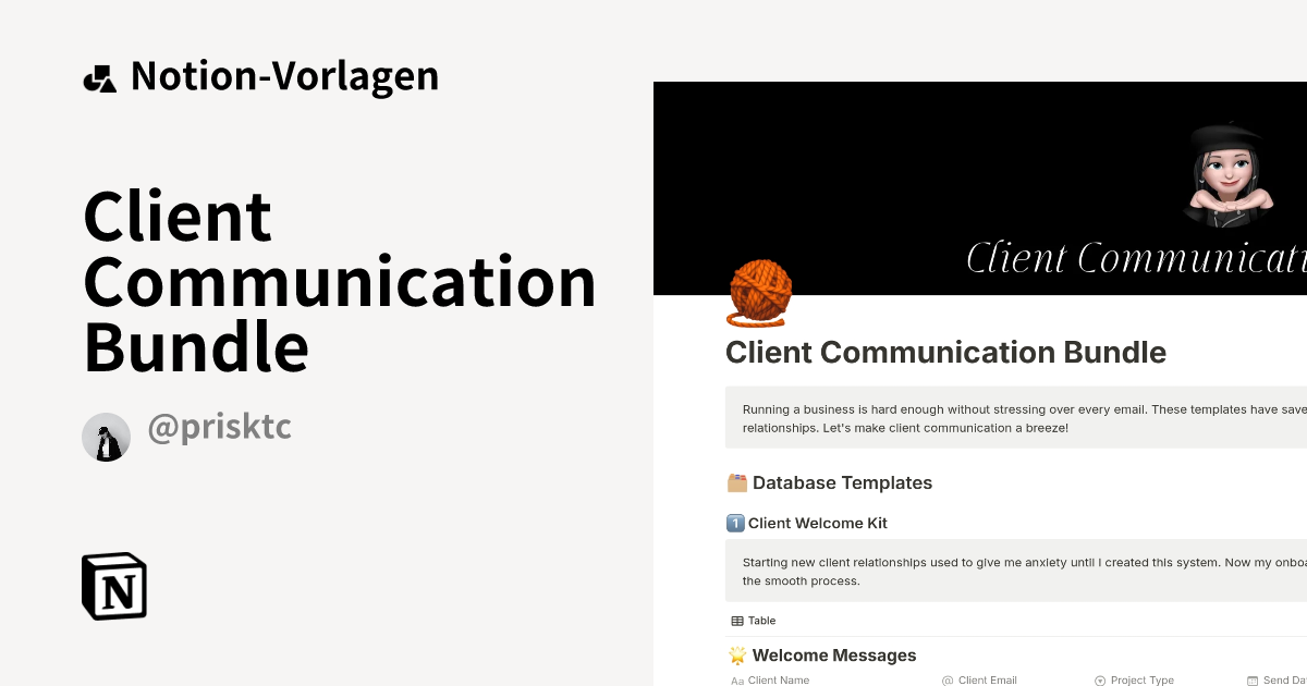 Client Communication Bundle Vorlage | Notion-Marketplace
