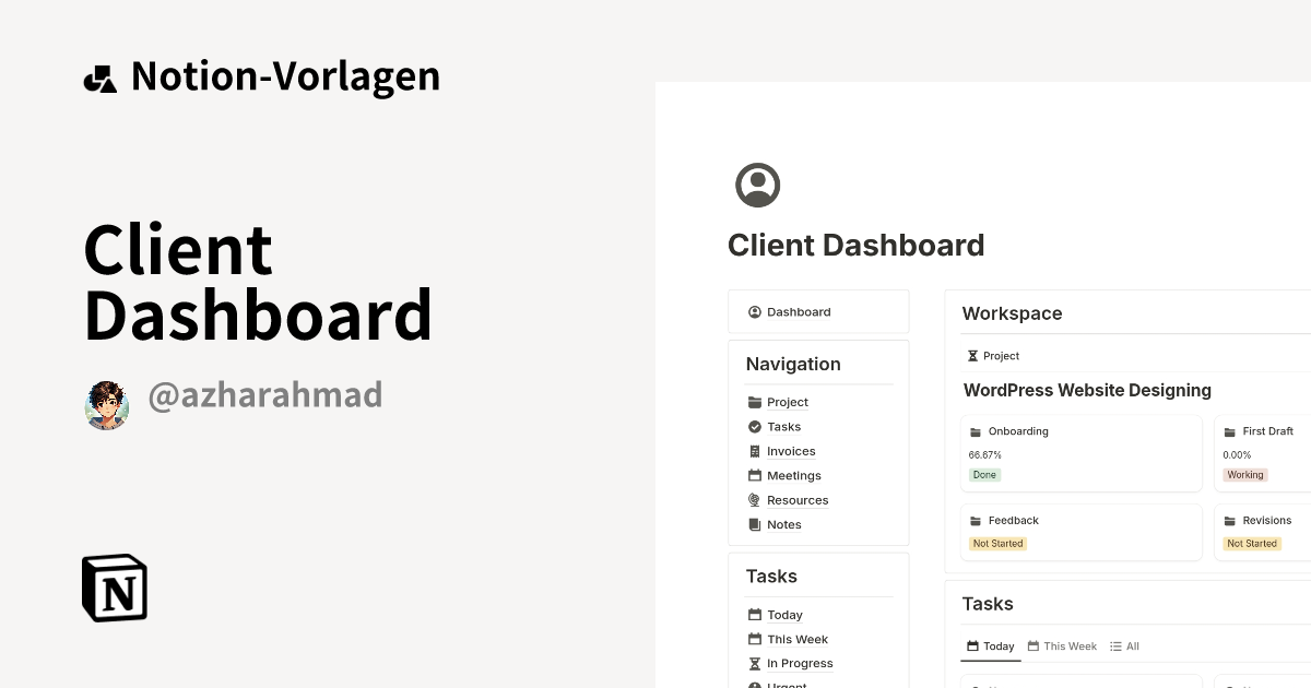 Client Dashboard Vorlage | Notion-Marketplace