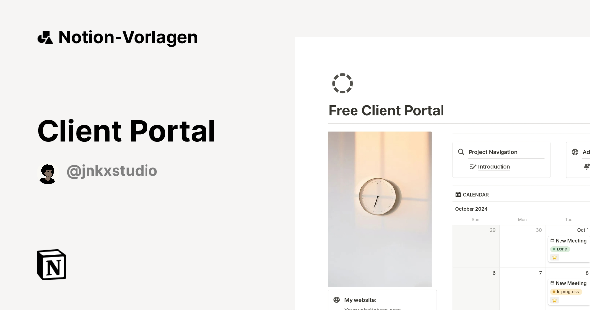 Client Portal Vorlage von JNK Studio | Notion-Marketplace