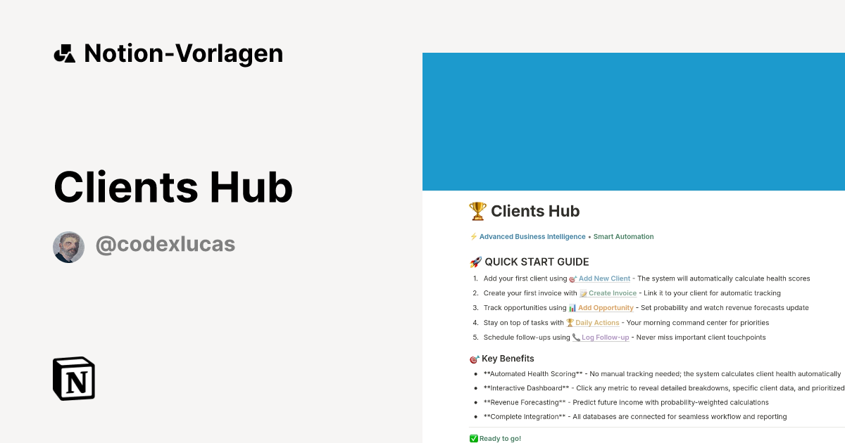 Clients Hub Vorlage | Notion-Marketplace