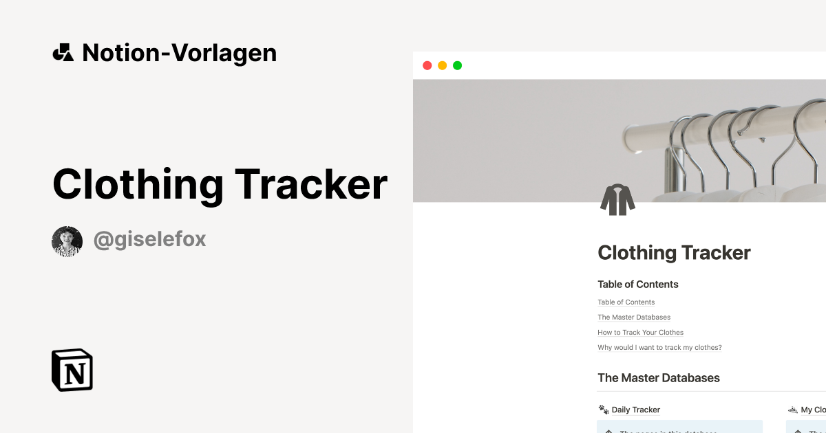 Clothing Tracker Vorlage | Notion-Marketplace