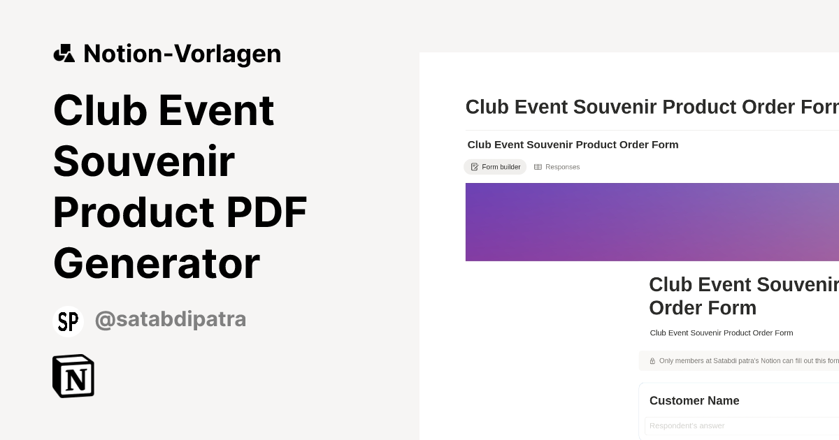 Club Event Souvenir Product PDF Generator Vorlage von Satabdi Patra ...