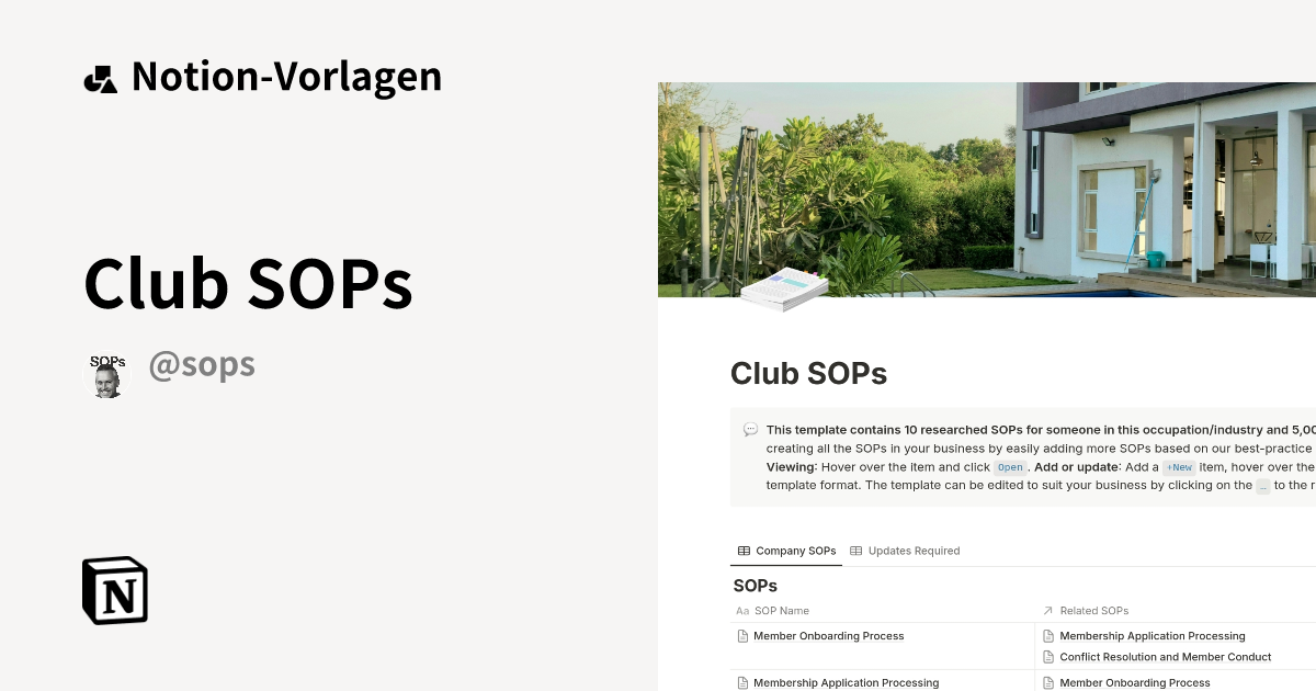 Club SOPs Vorlage | Notion-Marketplace