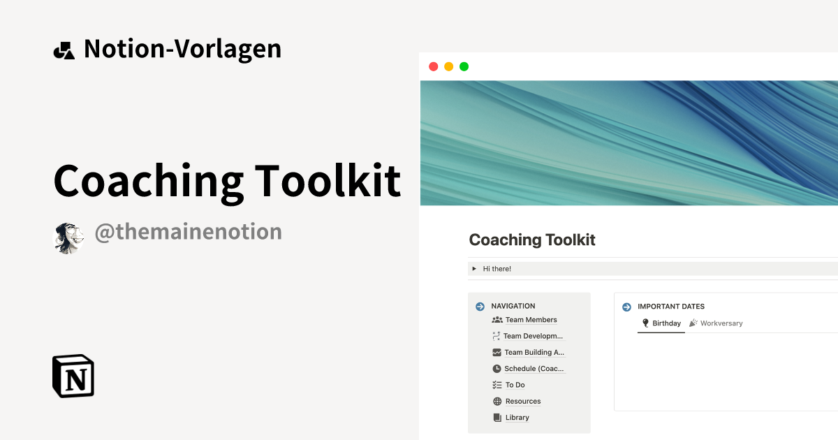 Coaching Toolkit Vorlage | Notion-Marketplace