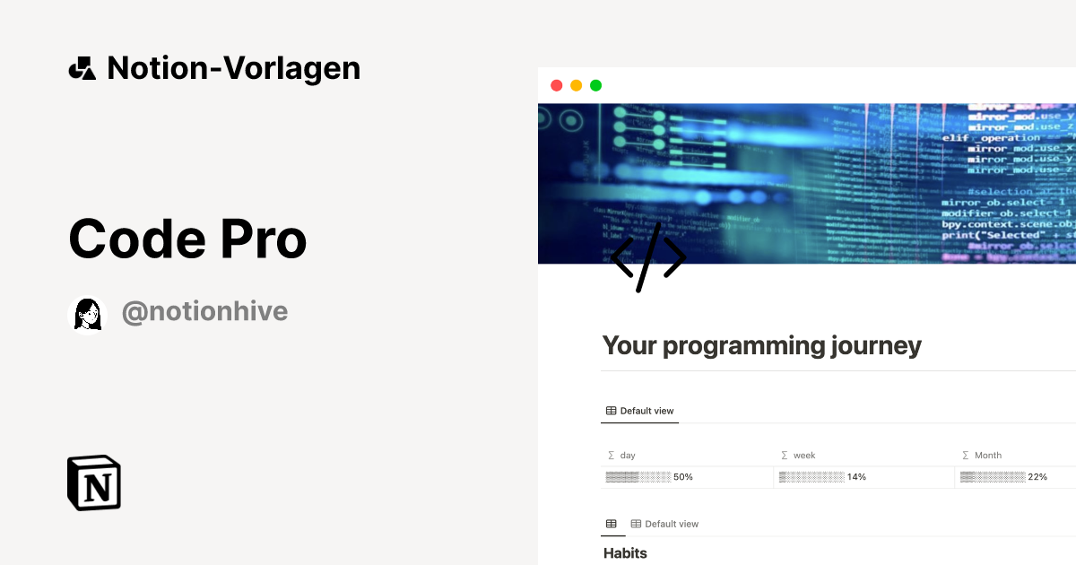 Code Pro Vorlage | Notion-Marketplace