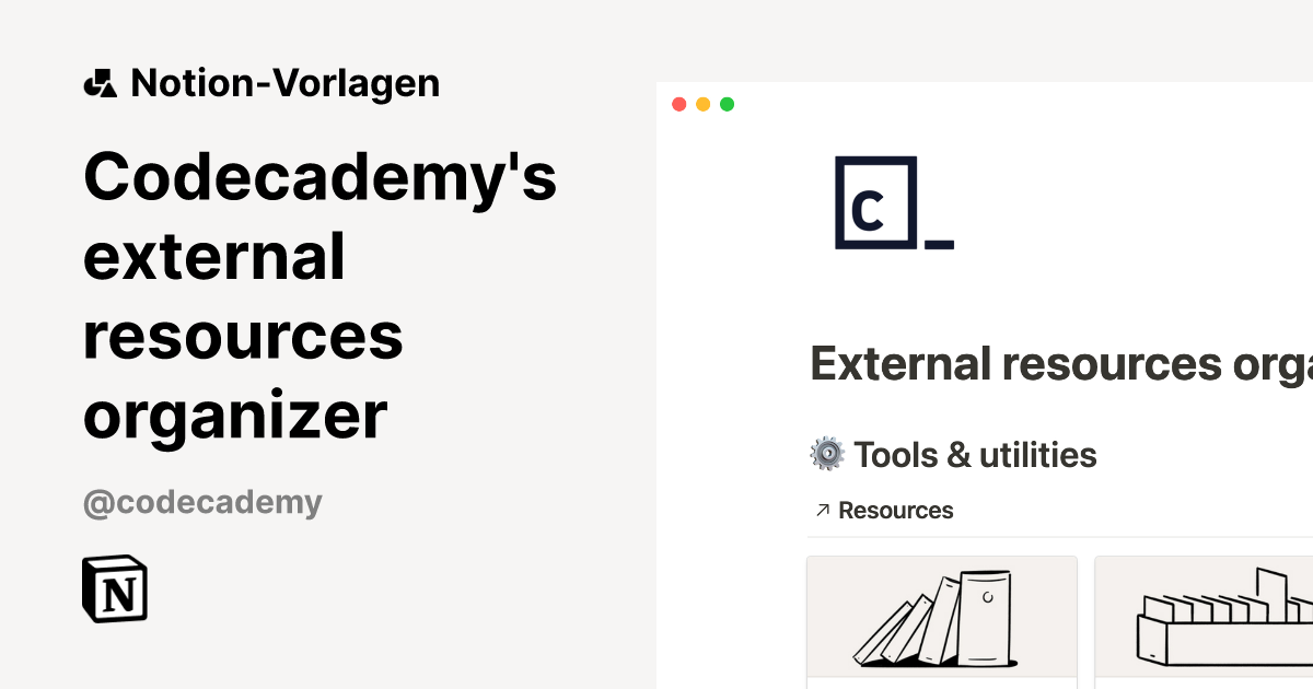 Codecademy's external resources organizer Vorlage | Notion-Marketplace