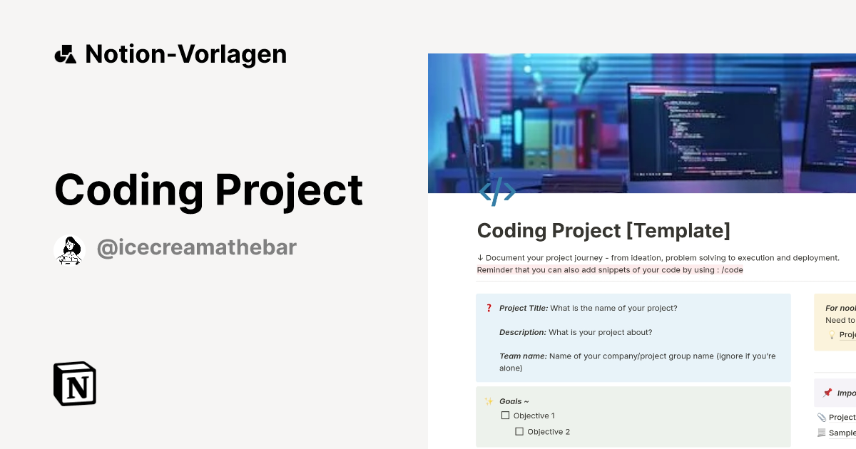 Coding Project Vorlage | Notion-Marketplace