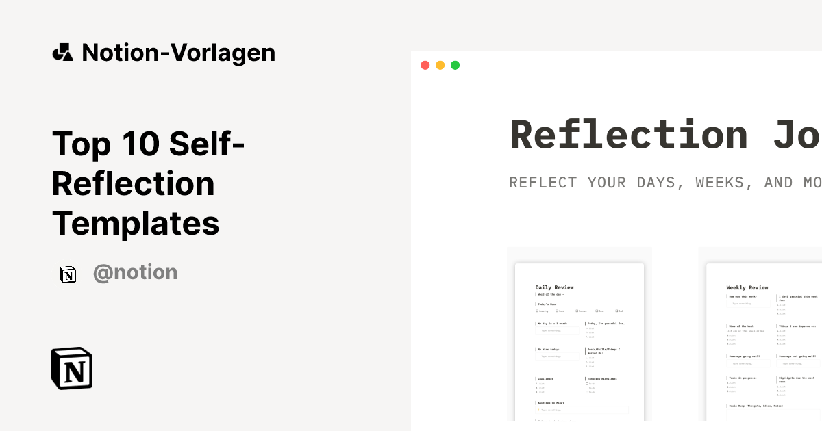 Top 10 Self-Reflection Templates | Notion-Vorlagen-Marketplace