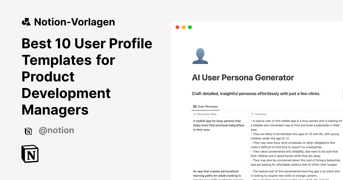 Best 10 User Profile Templates for Product Development Managers ...
