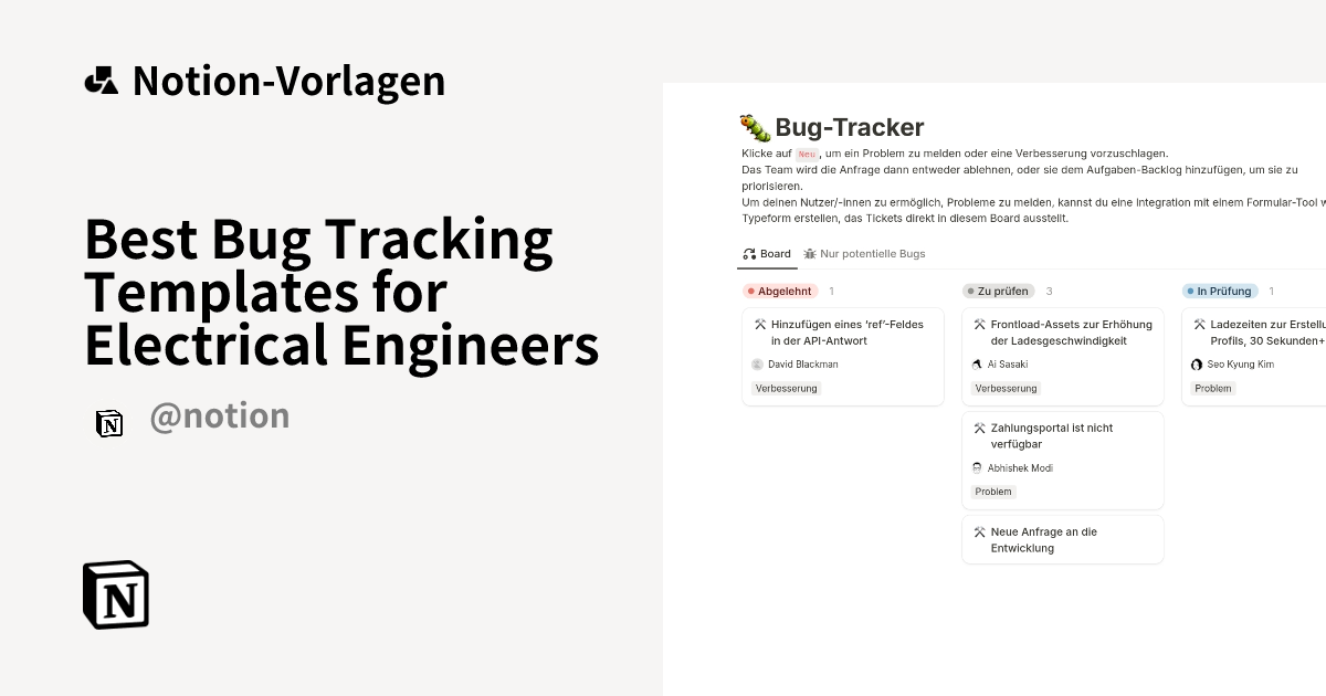 Best Bug Tracking Templates for Electrical Engineers | Notion-Vorlagen ...