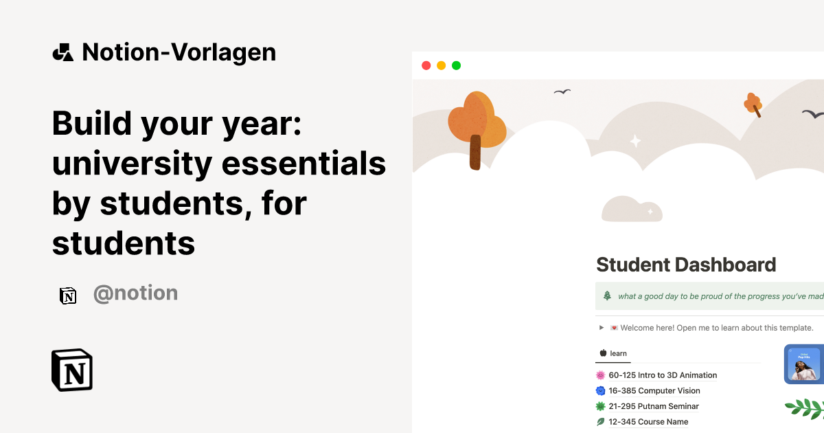 Build your year: university essentials by students, for students | Notion-Vorlagen-Marketplace
