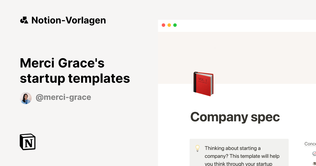 Merci Grace's startup templates | Notion-Vorlagen-Marketplace