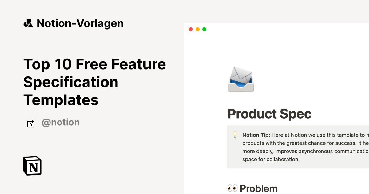 Top 10 Free Feature Specification Templates | Notion-Vorlagen-Marketplace