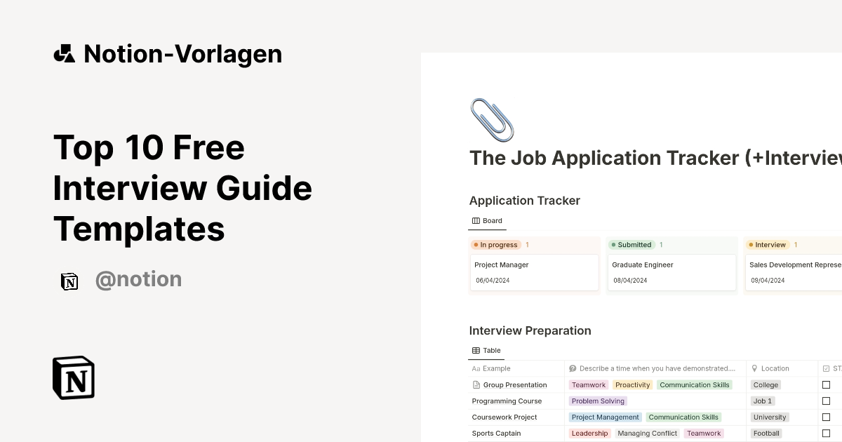 Top 10 Free Interview Guide Templates | Notion-Vorlagen-Marketplace
