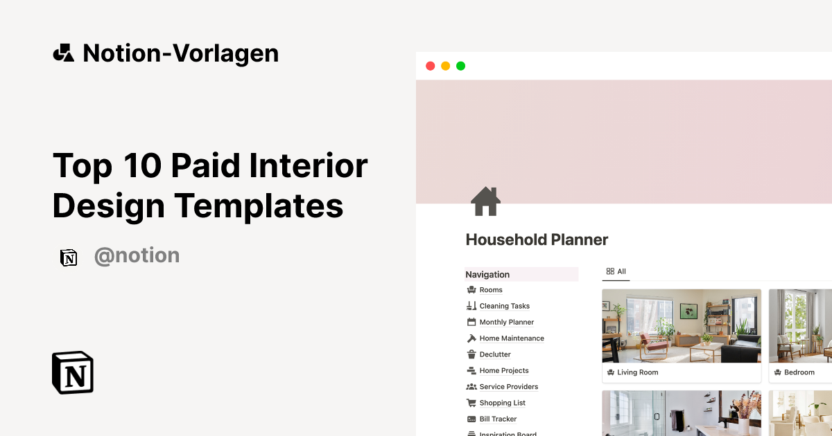 Top 10 Paid Interior Design Templates | Notion-Vorlagen-Marketplace