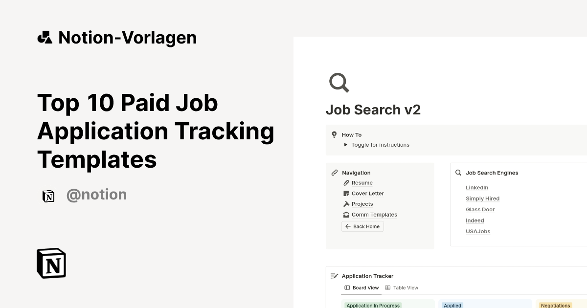 Top 10 Paid Job Application Tracking Templates | Notion-Vorlagen ...