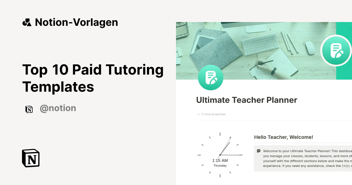Top 10 Paid Tutoring Templates | Notion-Vorlagen-Marketplace