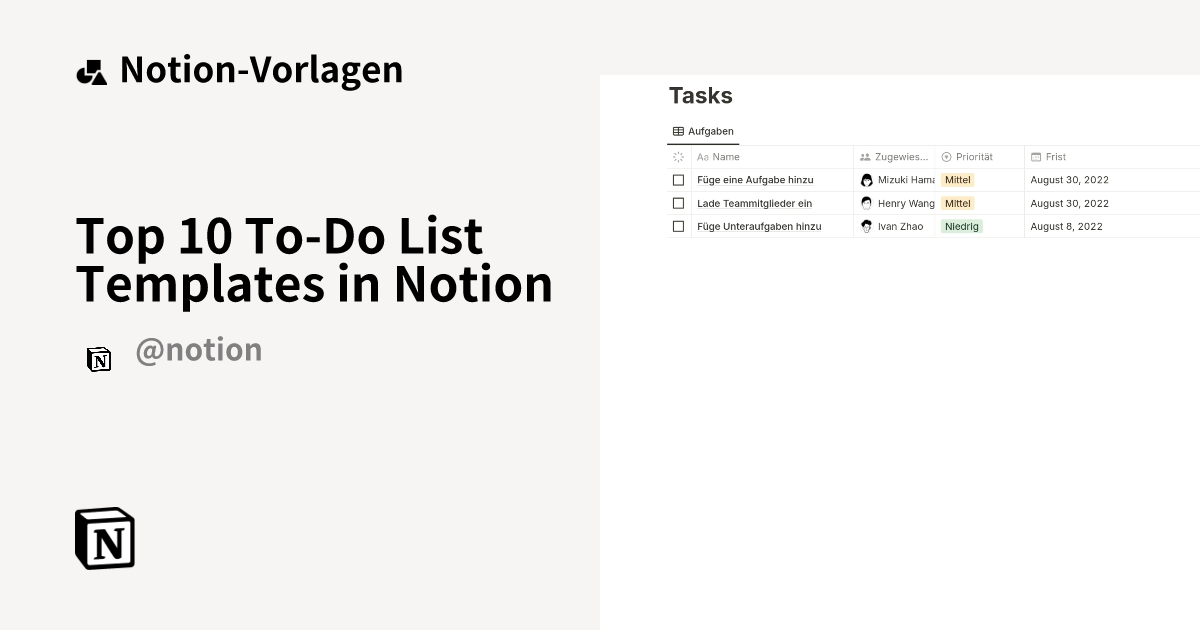 Top 10 To-Do List Templates in Notion | Notion-Vorlagen-Marketplace