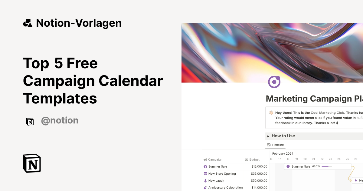 Top 5 Free Campaign Calendar Templates | Notion-Vorlagen-Marketplace
