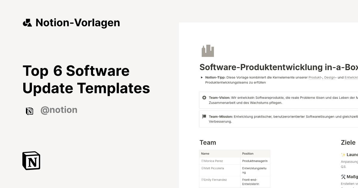 Top 6 Software Update Templates | Notion-Vorlagen-Marketplace