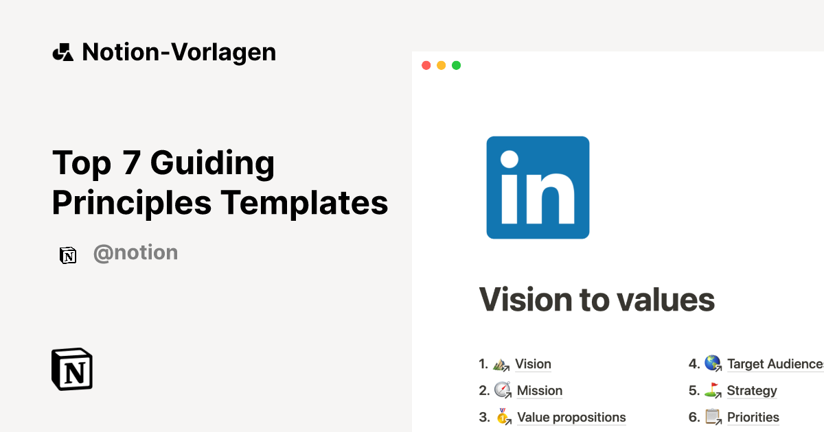 Top 7 Guiding Principles Templates | Notion-Vorlagen-Marketplace