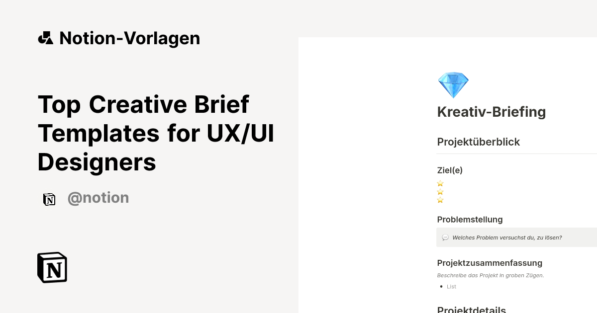 Top Creative Brief Templates for UX/UI Designers | Notion-Vorlagen ...