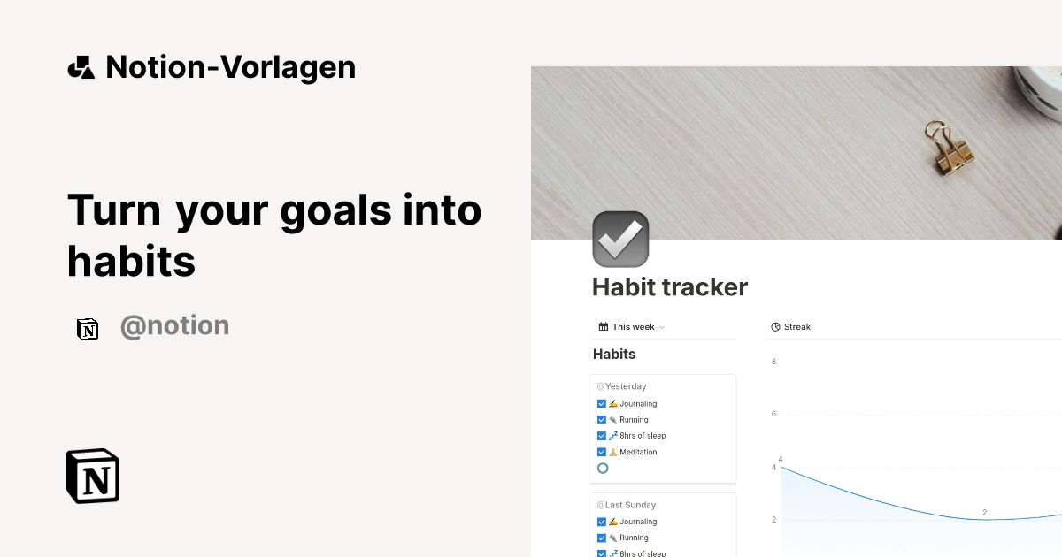 Erreiche deine Ziele durch neue Gewohnheiten. | Notion-Vorlagen-Marketplace