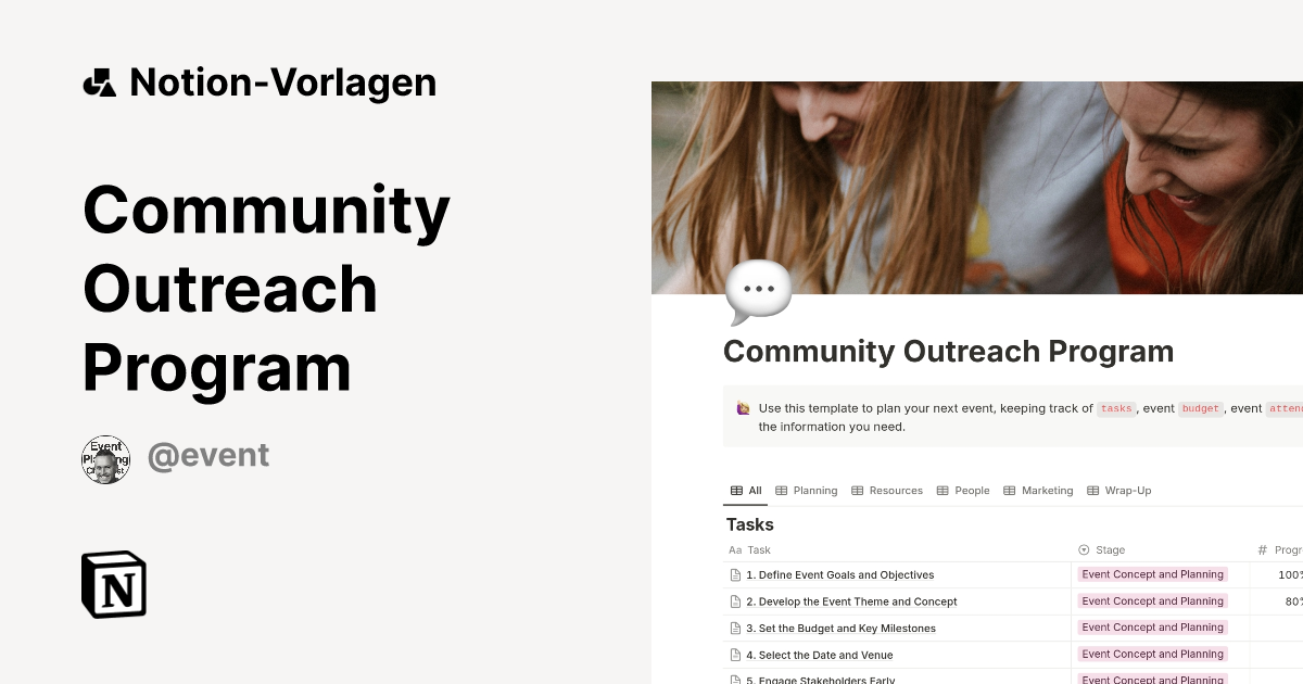 Community Outreach Program Vorlage | Notion-Marketplace