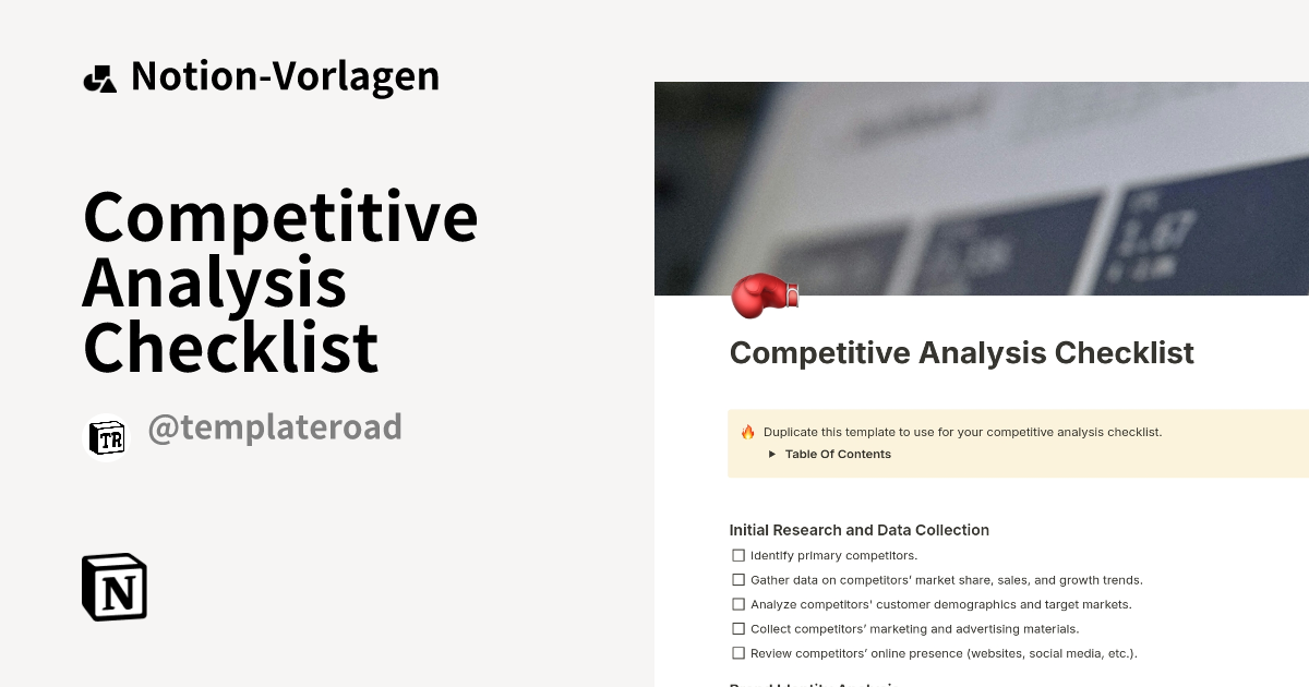 Competitive Analysis Checklist Vorlage von Template Road | Notion ...