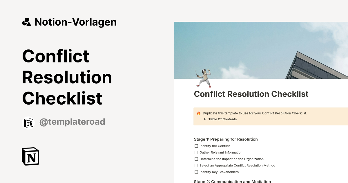Conflict Resolution Checklist Vorlage | Notion-Marketplace