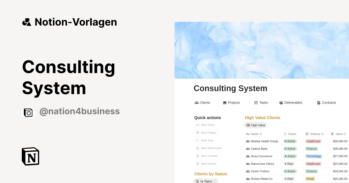 Consulting System Vorlage | Notion-Marketplace