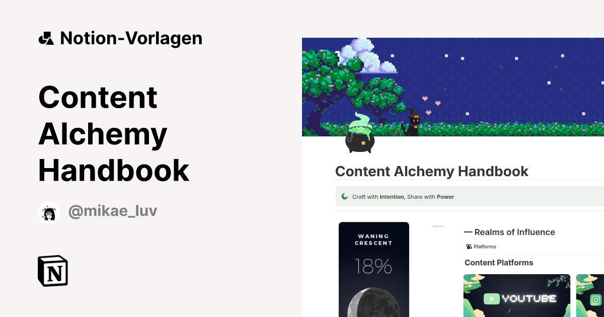 Content Alchemy Handbook Vorlage | Notion-Marketplace