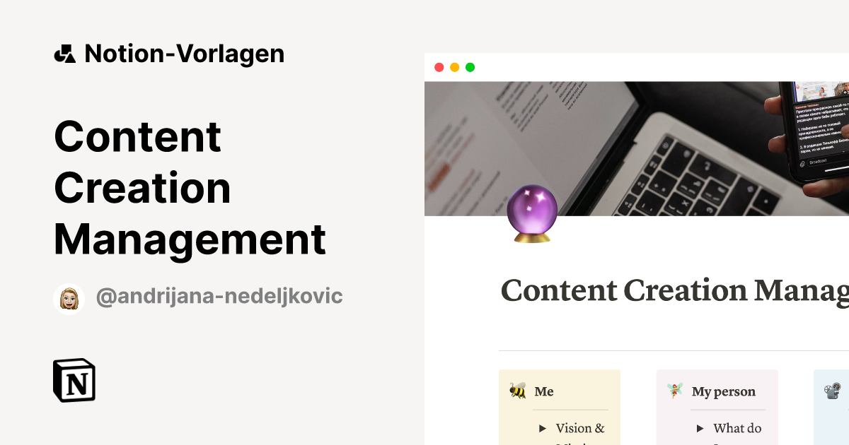 Content Creation Management Vorlage | Notion-Marketplace
