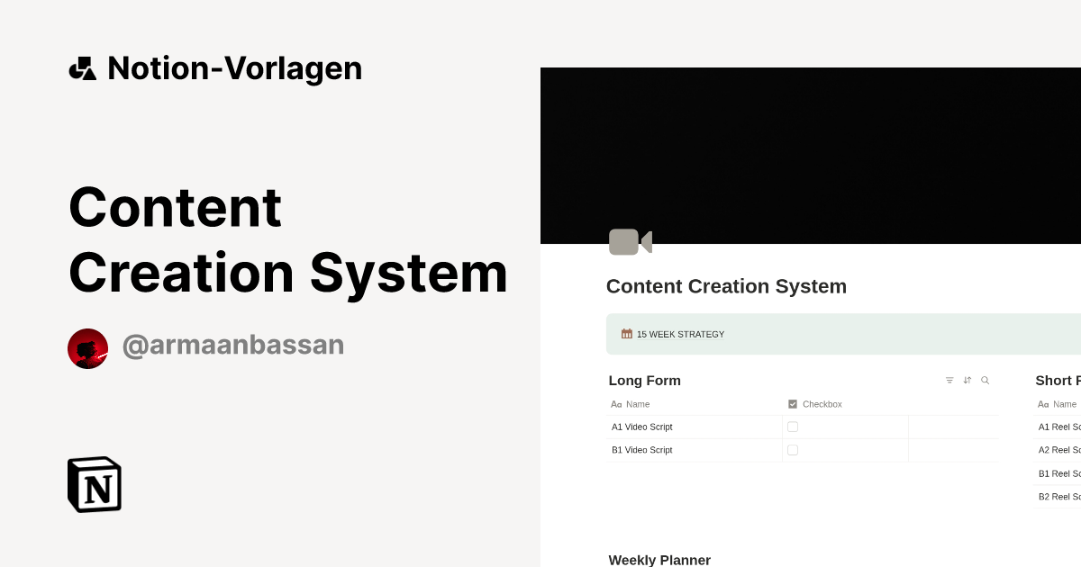 Content Creation System Vorlage | Notion-Marketplace