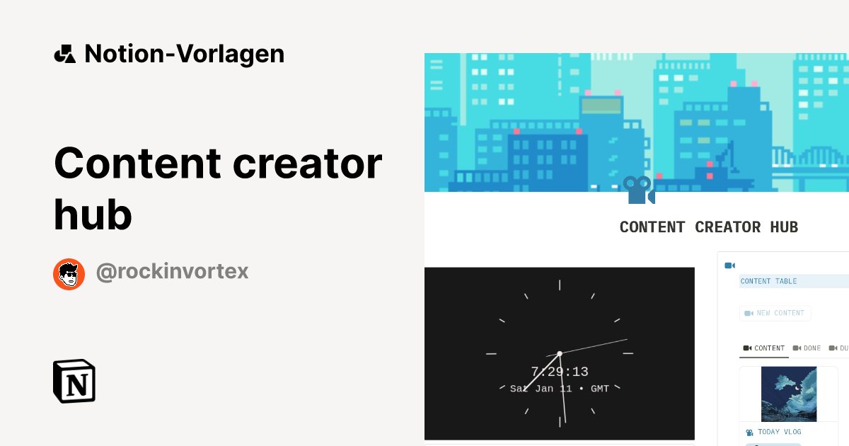 Content creator hub Vorlage | Notion-Marketplace