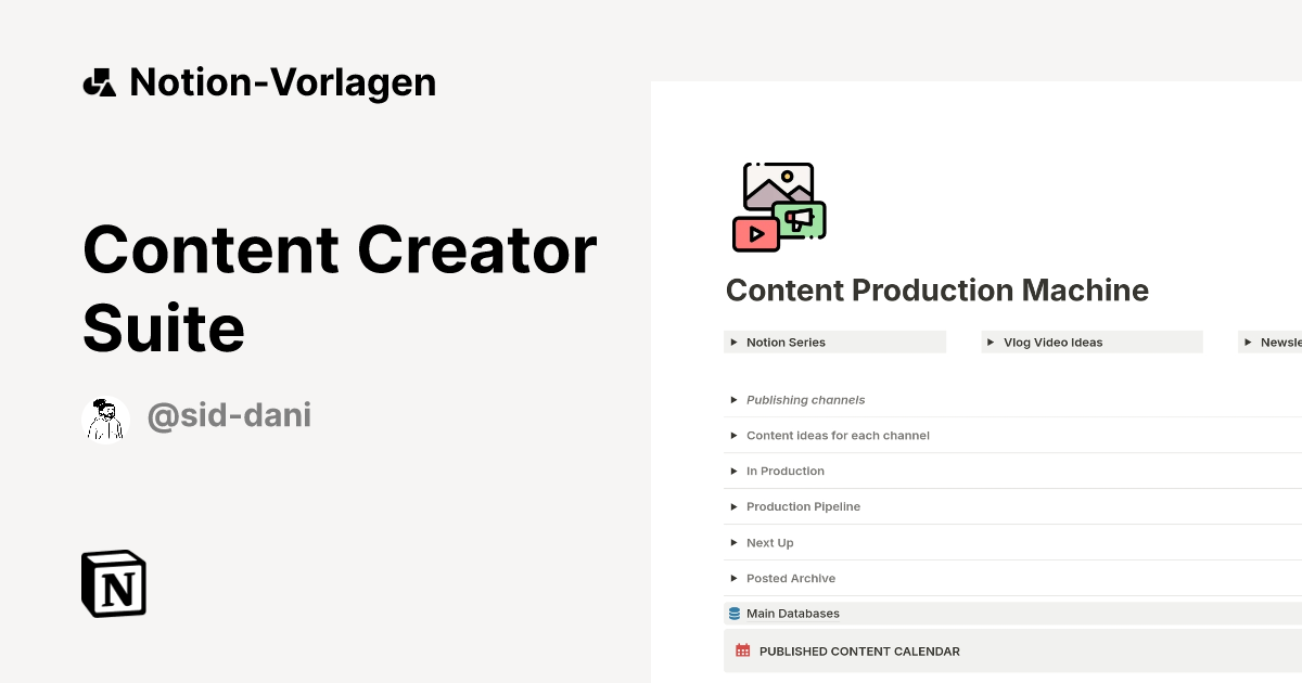 Content Creator Suite Vorlage | Notion-Marketplace