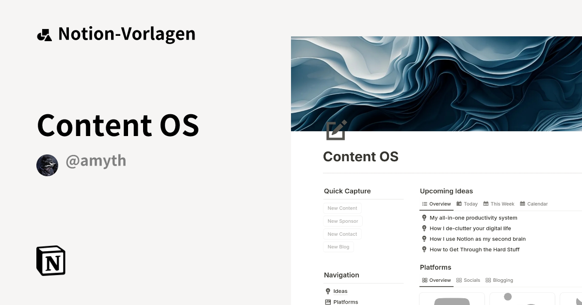 Content OS Vorlage von amyth | Notion-Marketplace