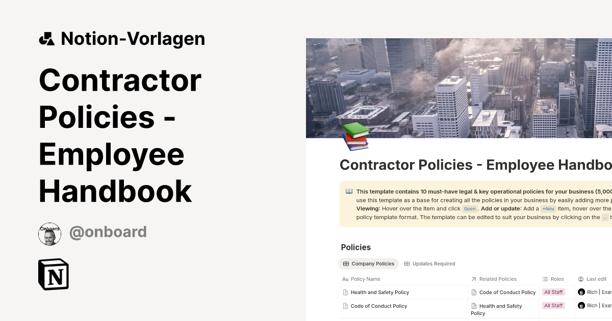 Contractor Policies - Employee Handbook Vorlage von Policy | Notion ...