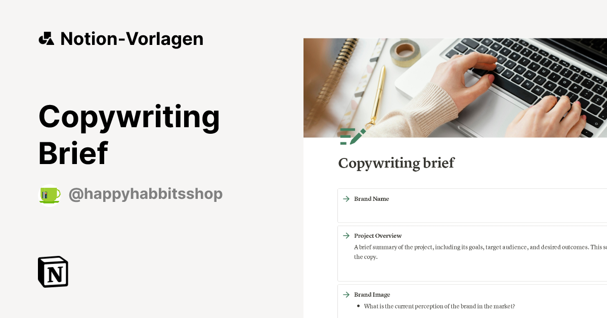 Copywriting Brief Vorlage | Notion-Marketplace