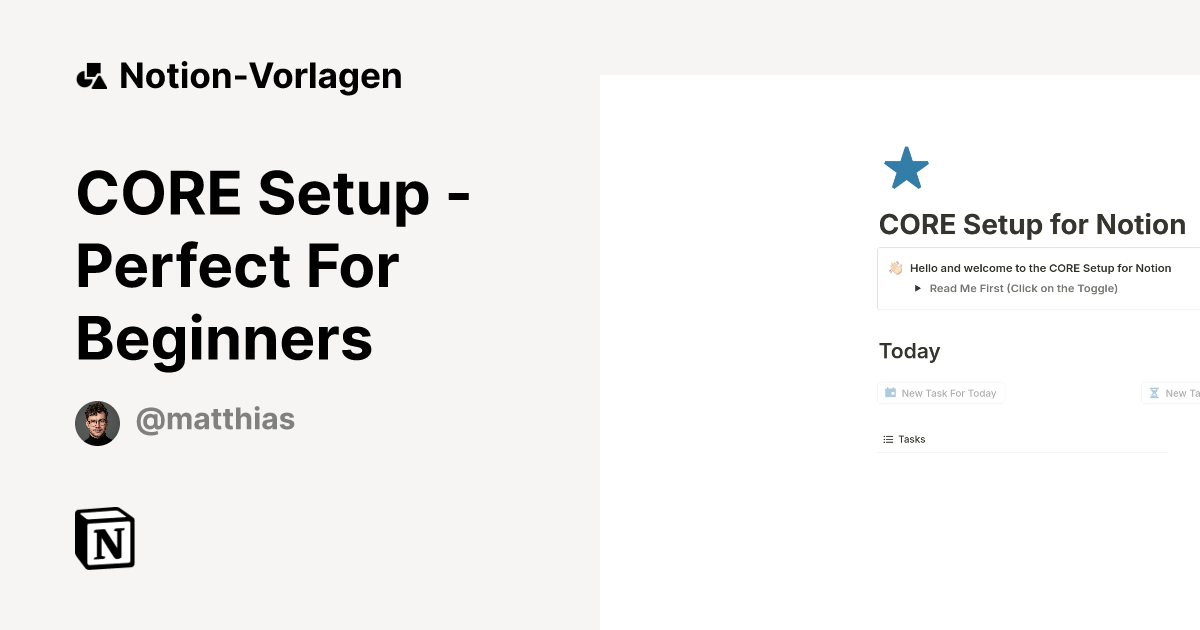 CORE Setup - Perfect For Beginners Vorlage | Notion-Marketplace