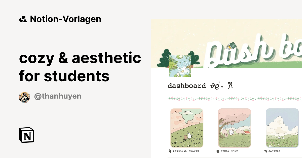 cozy & aesthetic for students Vorlage | Notion-Marketplace