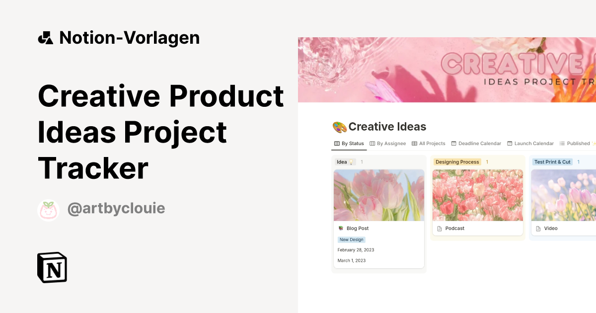 Creative Product Ideas Project Tracker Vorlage | Notion-Marketplace